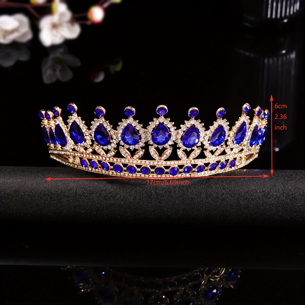 elegant tiara royal blue accessories women girls birthday wedding ...