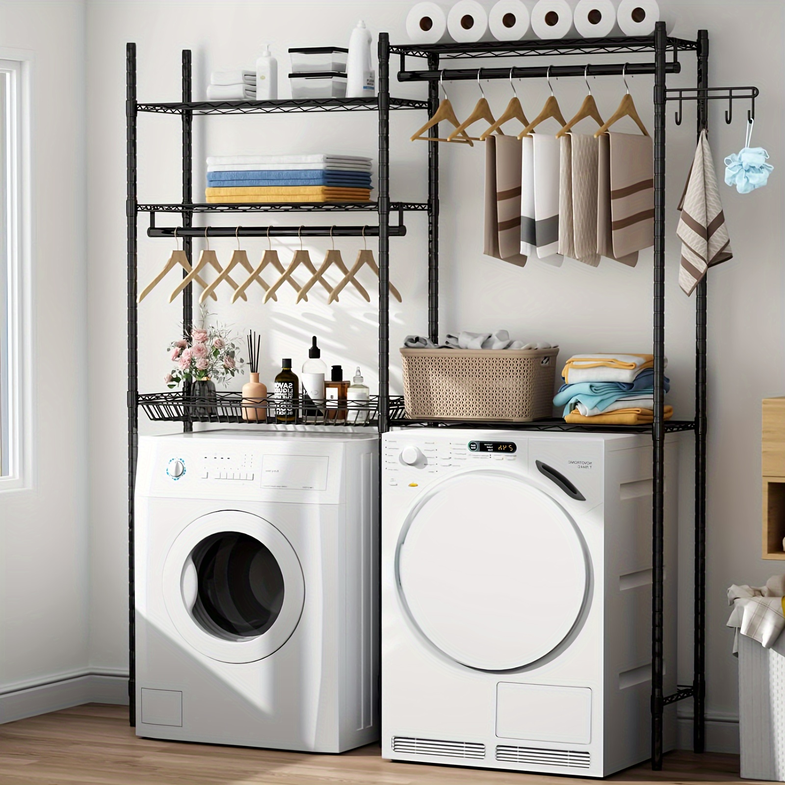 1pc Clothes Drying Rack, Storage Shelf Over The Washer And Dryer ...