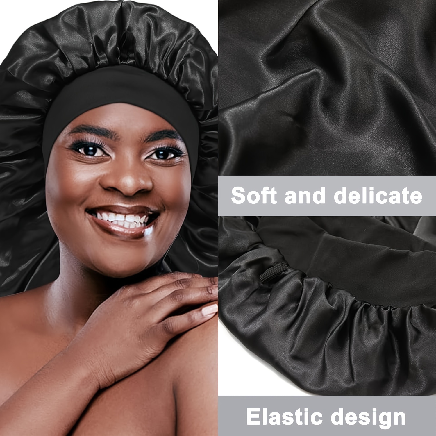2pcs long silky sleep bonnet for straight curly hair extra large hair bonnets for dreadlock and braids satin sleeping caps shower cap for women bathroom accessories Temu United Kingdom