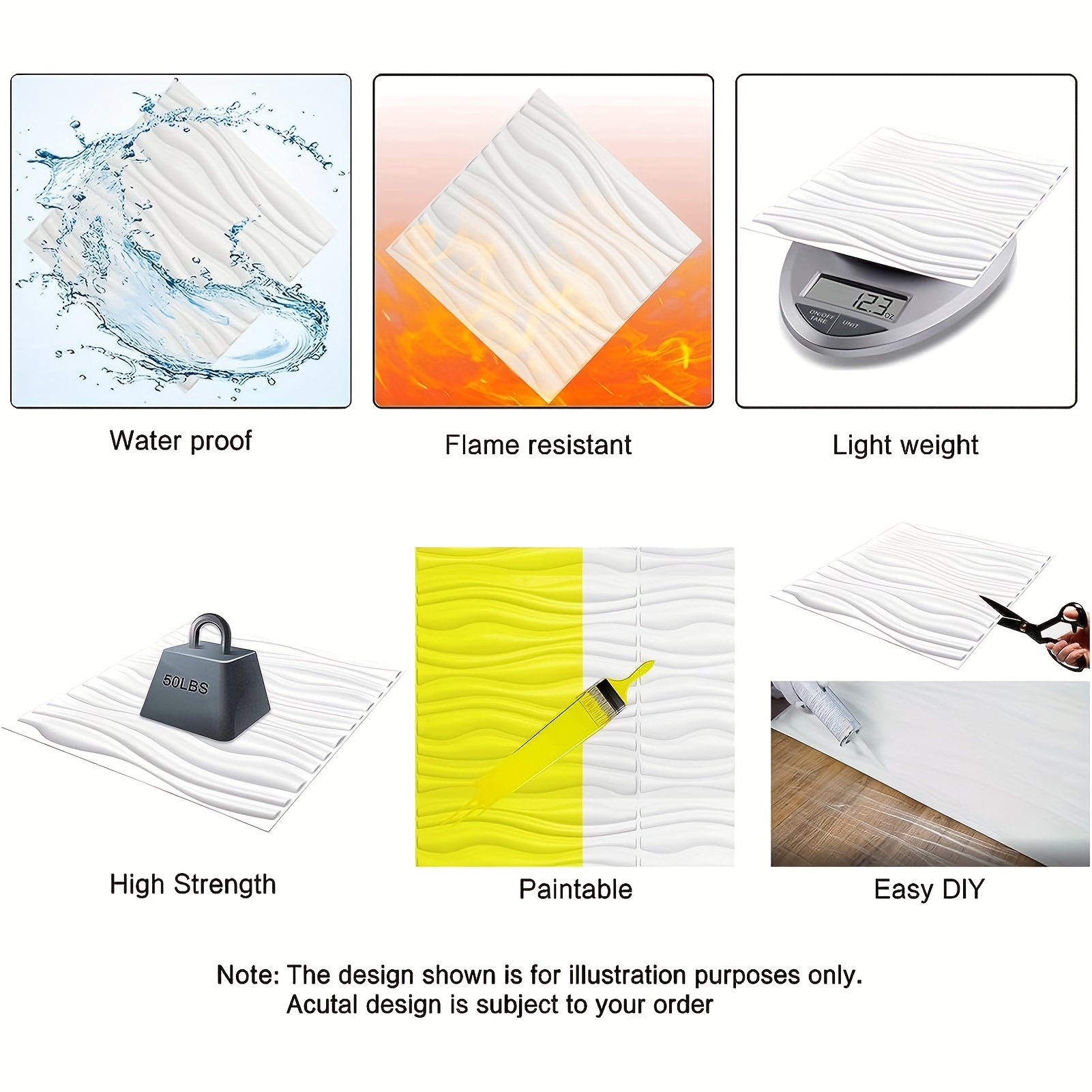 33 Pack Pvc 3d Wall Panels Diamond Textured - Temu