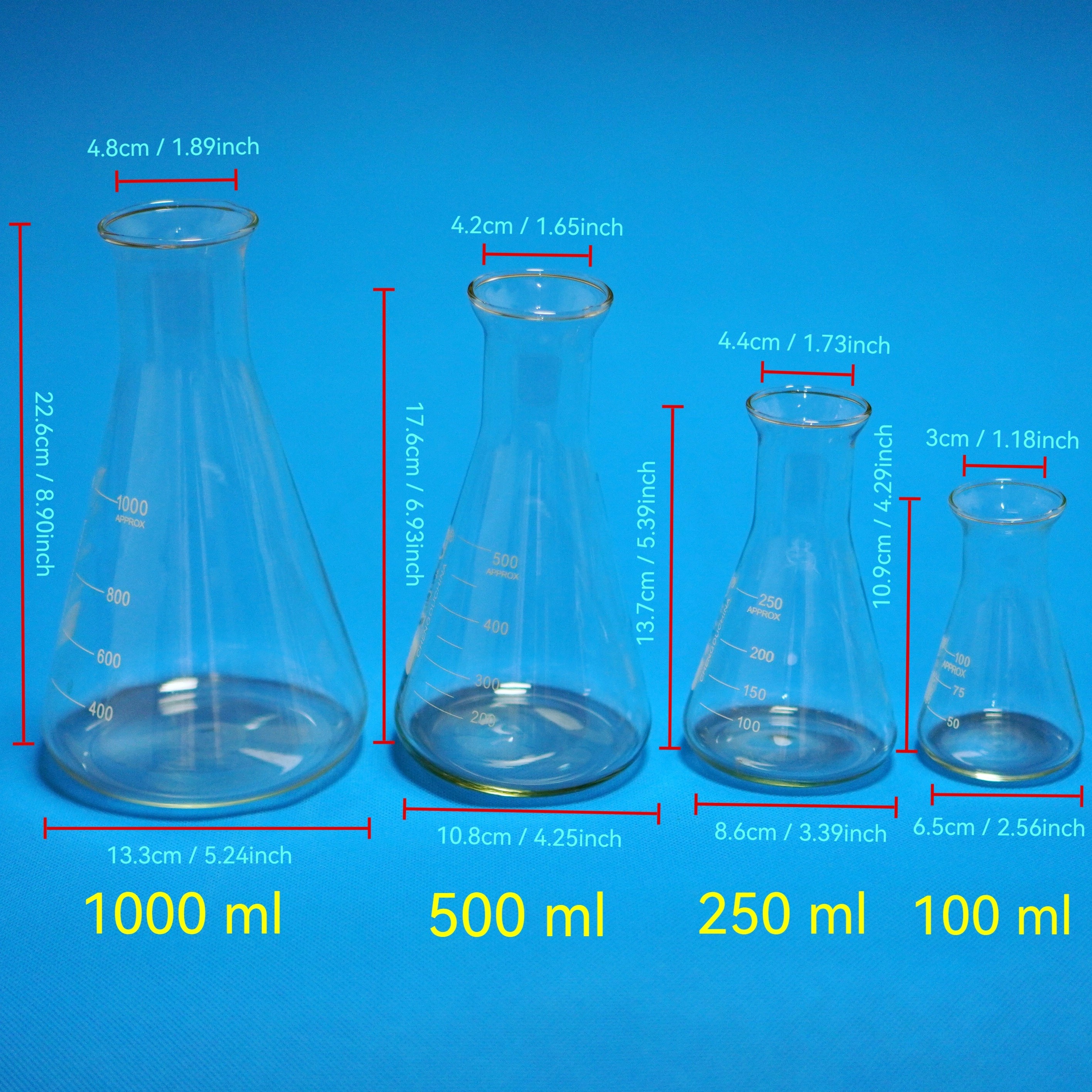 Glass Erlenmeyer Flasks Set of 4 Lab Quality Borosilicate - Temu United