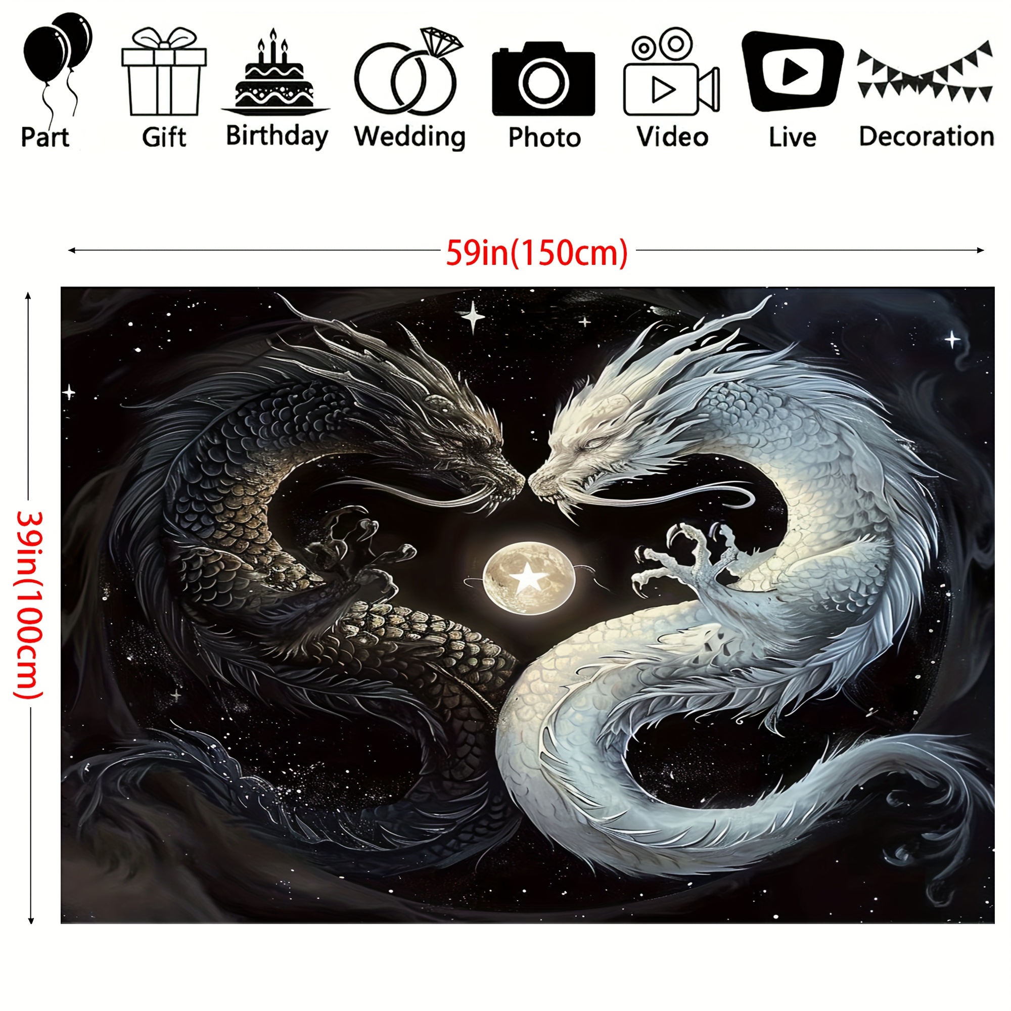 Yin Yang Dragon Decoration Background Cloth Living Room - Temu Canada