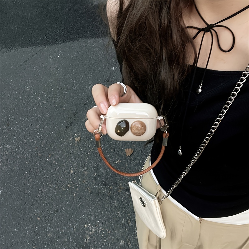 One Simple Brown Green Gemstone Earphone Case, Retro Trendy Portable ...