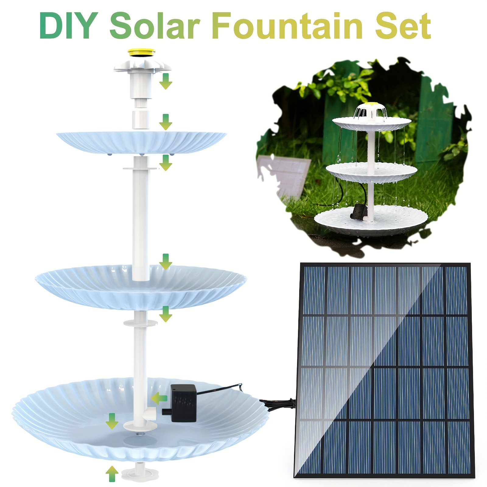 solar powered fountain sold on Temu Australia