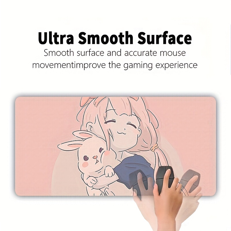 Large Waterproof Mousepad Girl Rabbit Design Non slip - Temu