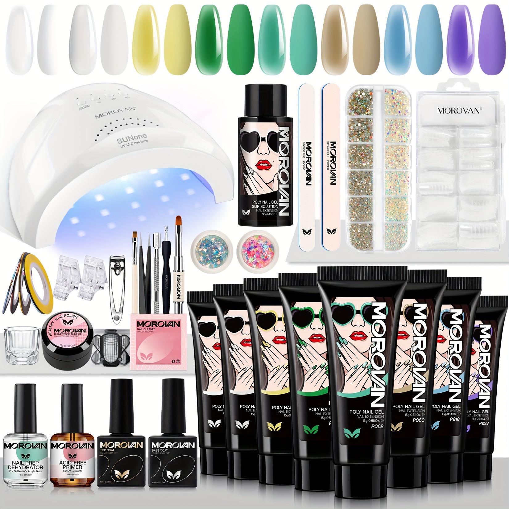 Poly Gel Nail Kit Starter Kit 8pcs Poly Nail Gel Kit with U V Lamp 48W Complete Poly Gel Kit for Beginners with Everything Professional