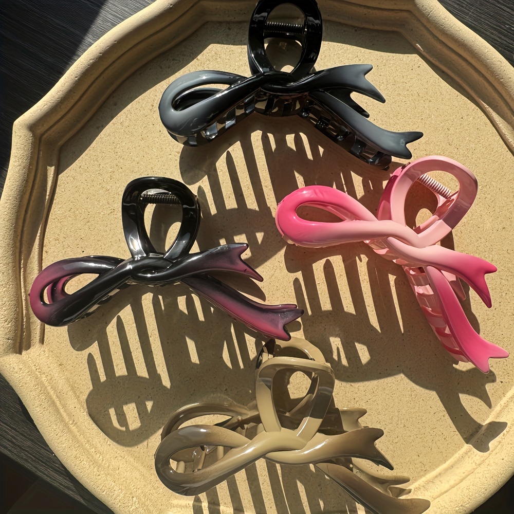 Elegant Gradient Color Ribbon Bowknot Shaped Hair Claw Clip - Temu Canada