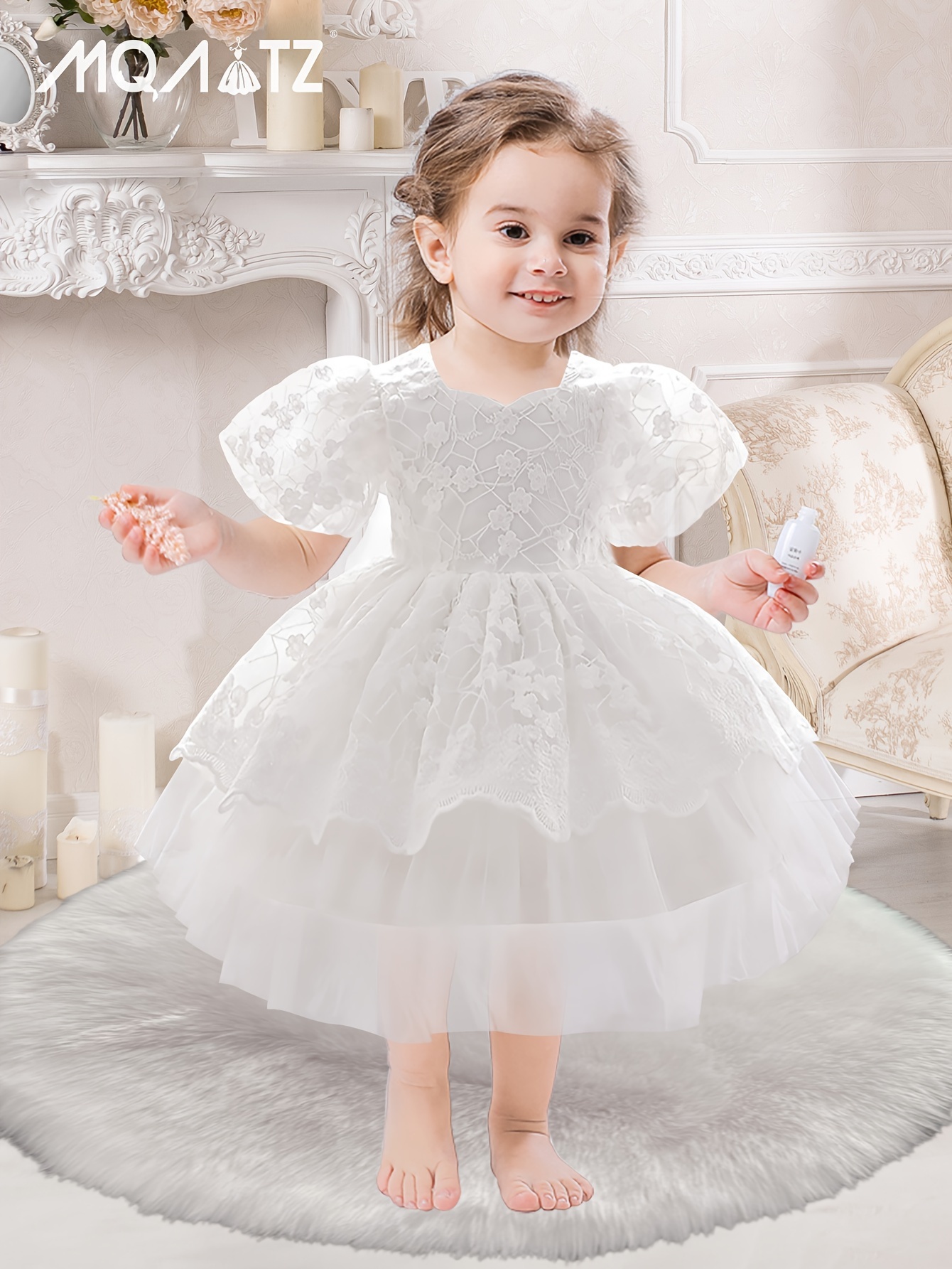 Gorgeous Baby Girl Dress Lantern Sleeve Mesh Princess Dress - Temu Ireland