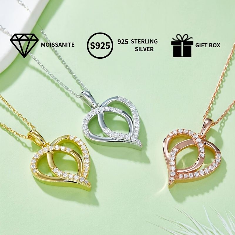 Collar Colgante En Forma Corazón Plata S925 0 38 Ct - Temu Mexico