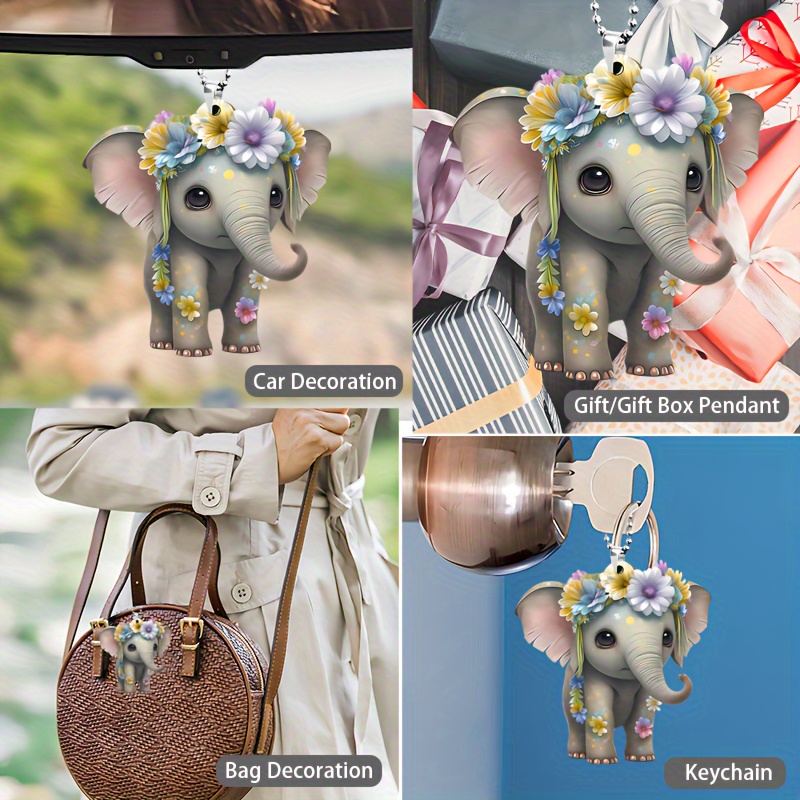 Long Nose Elephant Flower 2d Flat Acrylic Decorative Pendant - Temu Canada