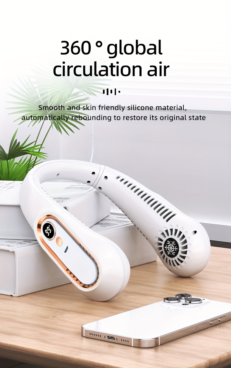 Portable Bladeless Neck Fan 5 speed Usb Rechargeable Cooling - Temu