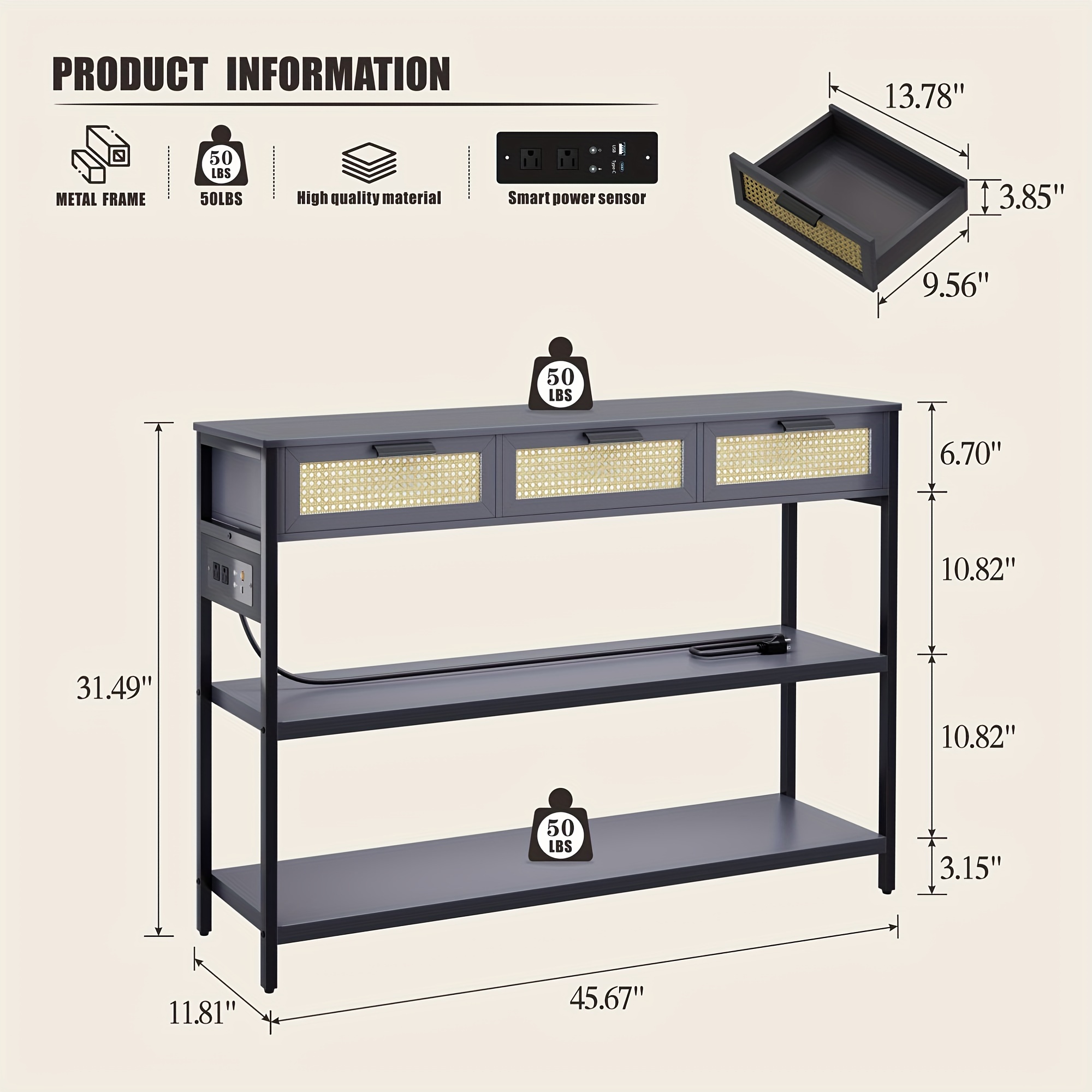 Dysler Entryway Table Outlets Usb Ports Console Table 3 - Temu