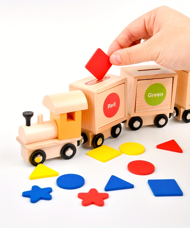 Wooden Magnetic Train Set Educational Toys Color Shape - Temu South Africa