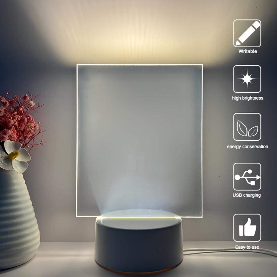 Transparent Acrylic Message Board Night Light Notepad Wiped - Temu