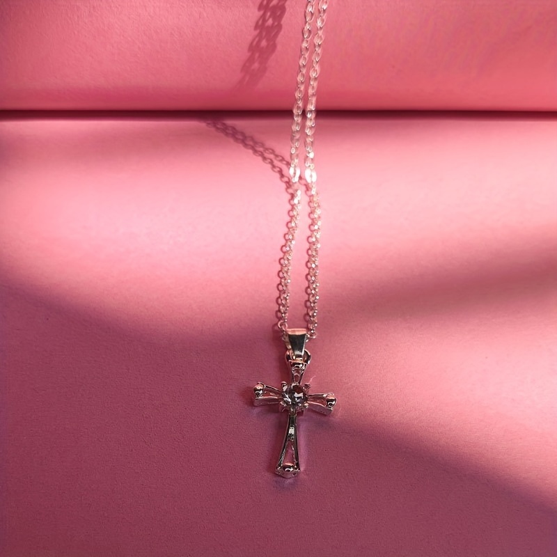 Classic Simple Cross Pendant Necklace Religious Silver - Temu Norway