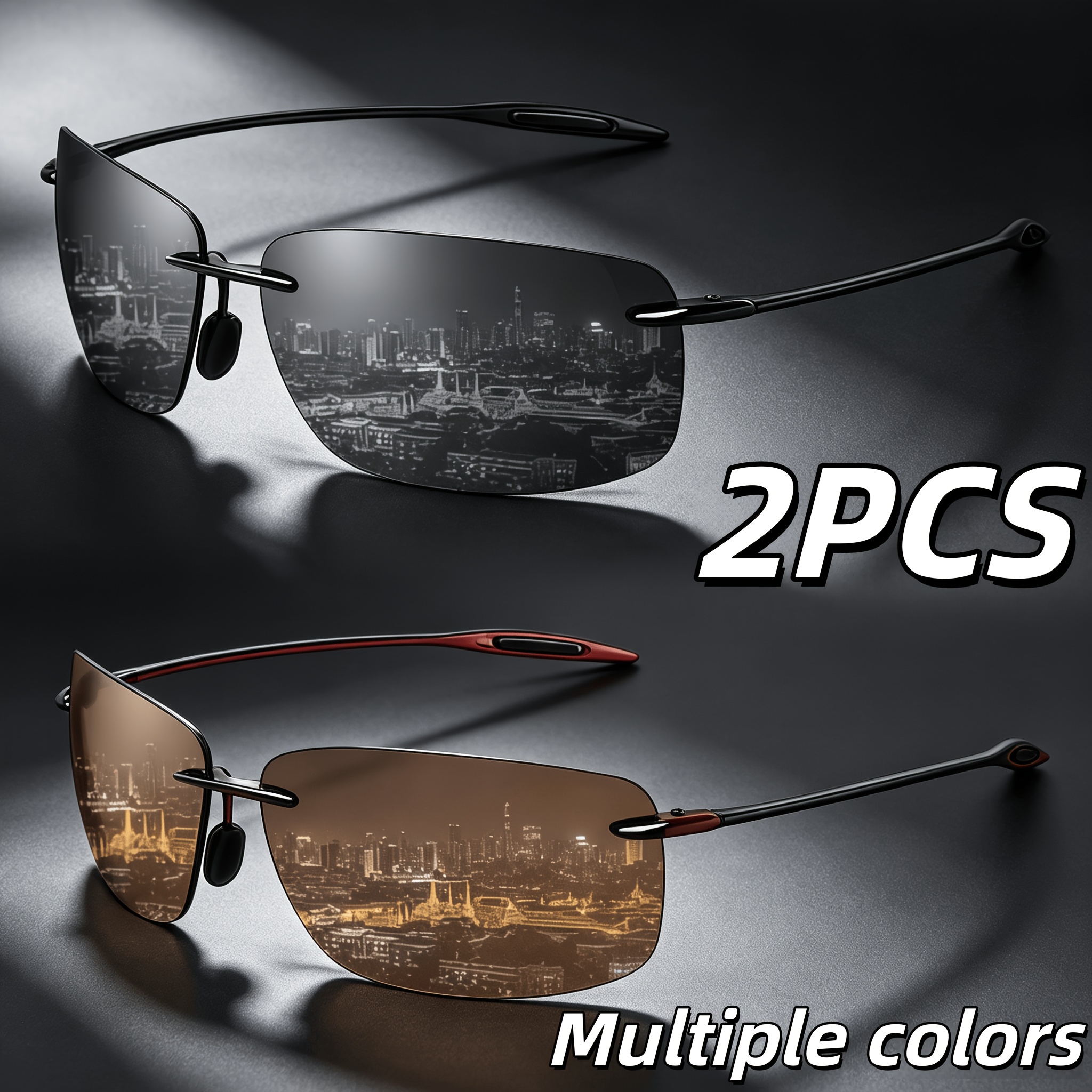 rimless sunglasses sold on Temu United States