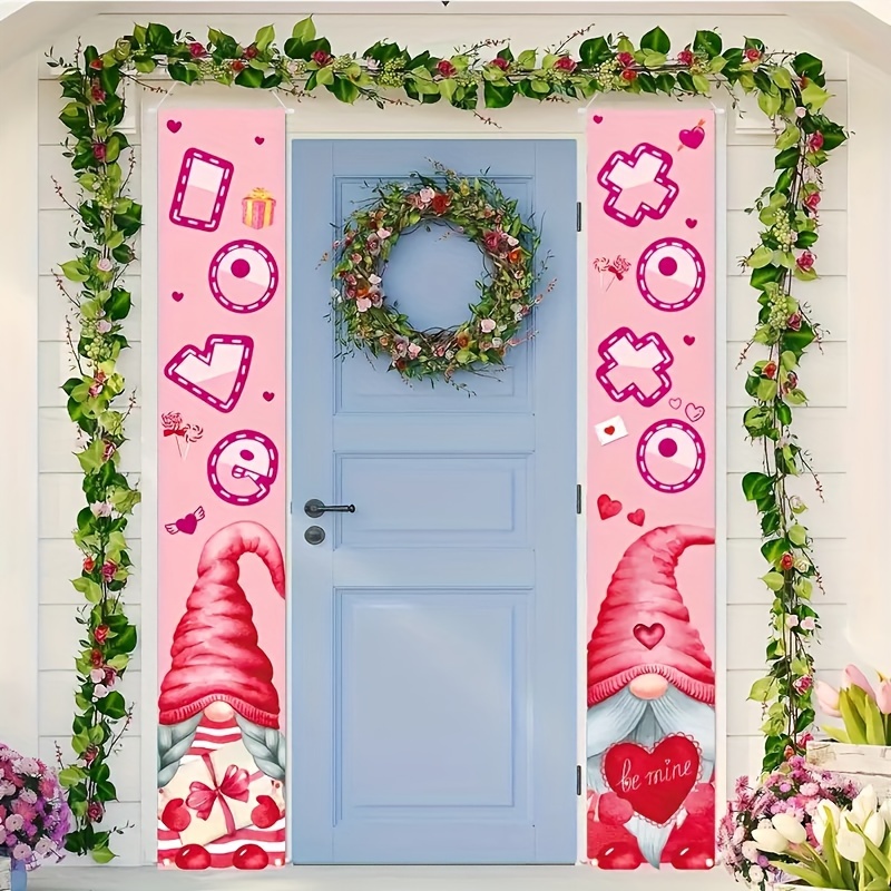 Happy Valentine's Day Front Door Porch Sign Couple Gnome - Temu
