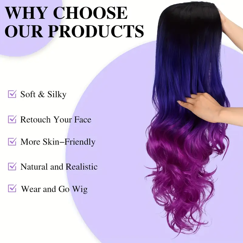 Long Wig Purple Temu
