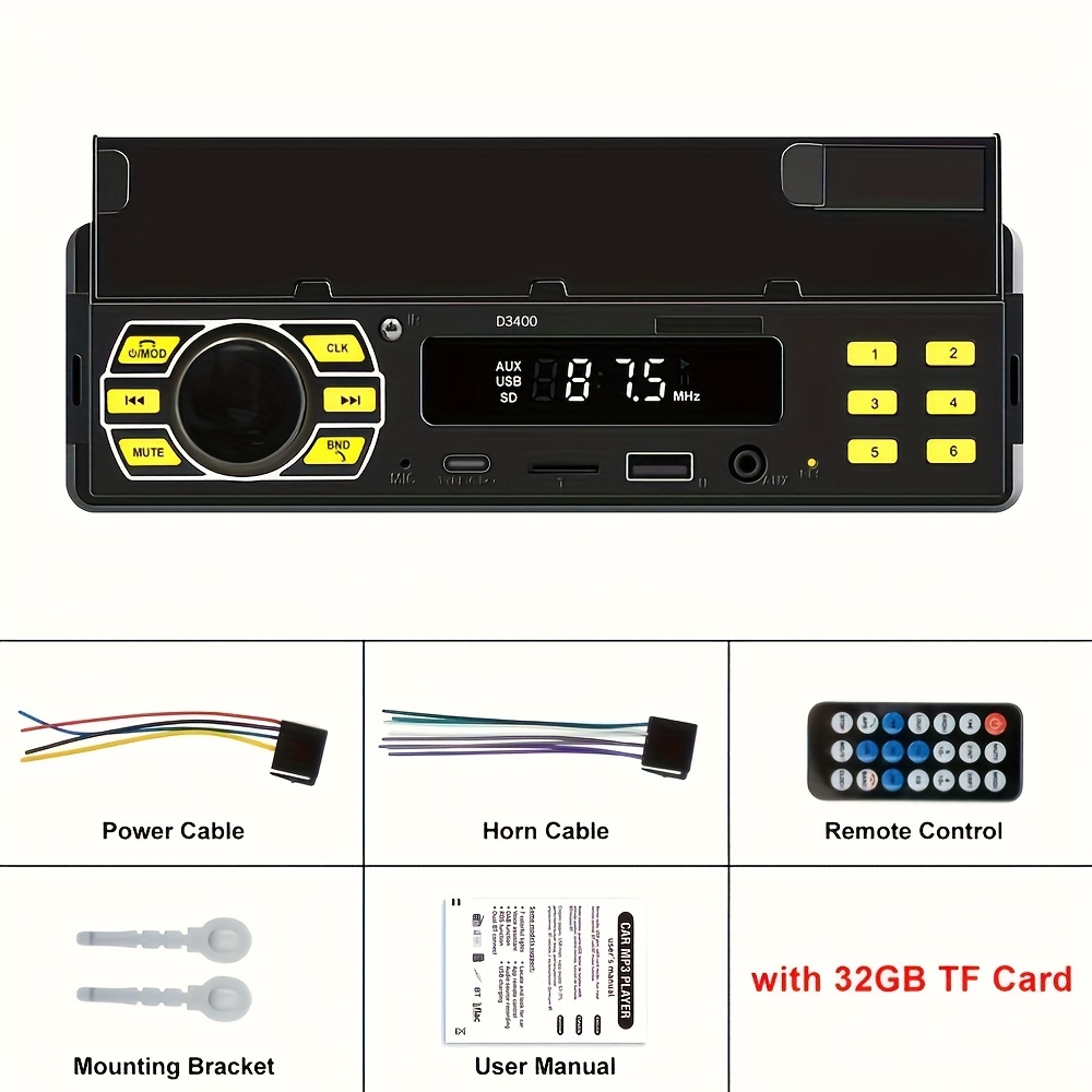 1din Car Radio Stereo Car Mp3 Player Remote Control Digital - Temu ...