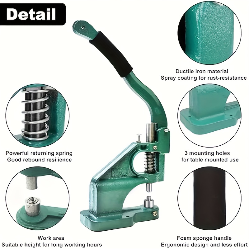Heavy Duty Manual Grommet Punch Set Includes Metal Grommet Press Punch ...