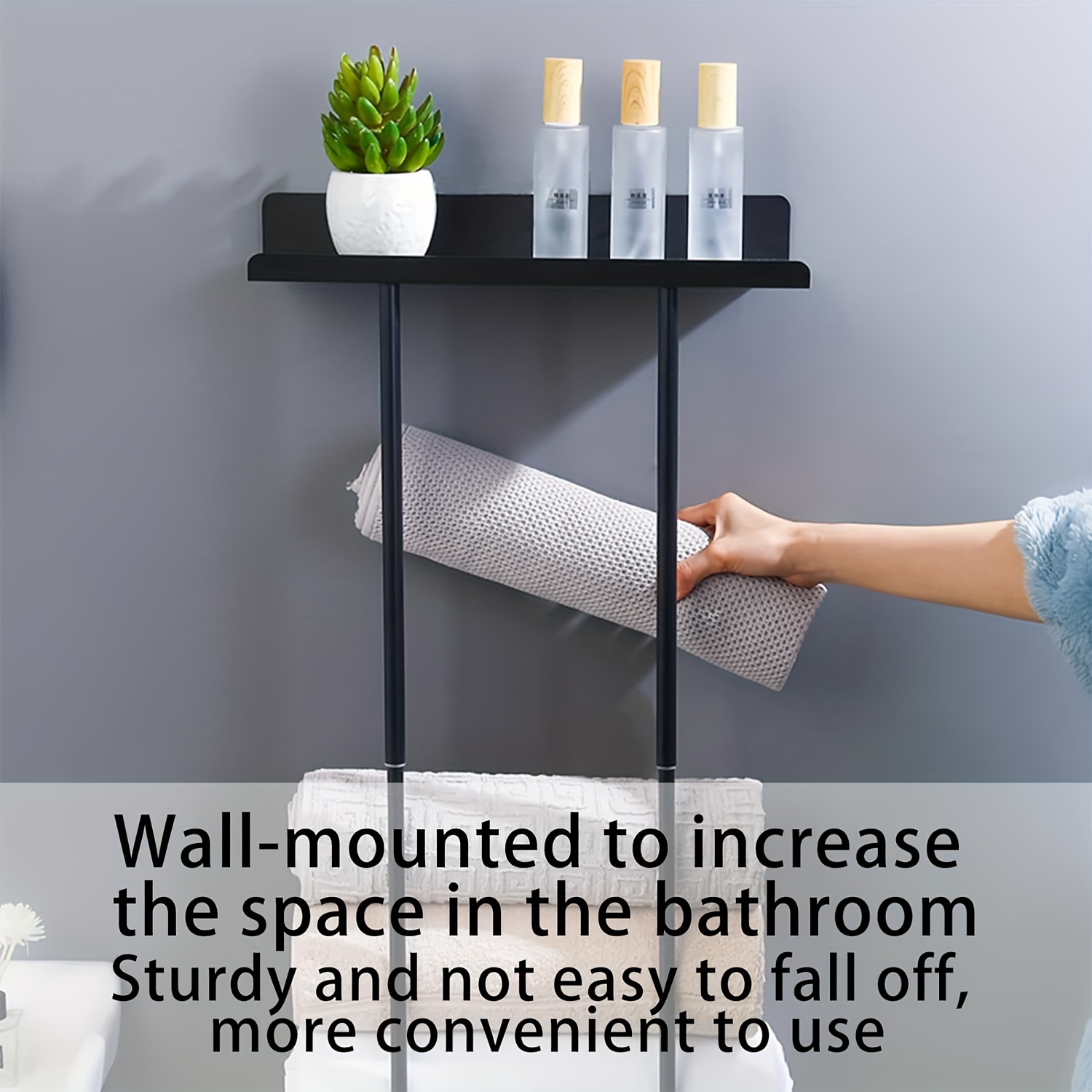 Bathroom shelf with hooks store