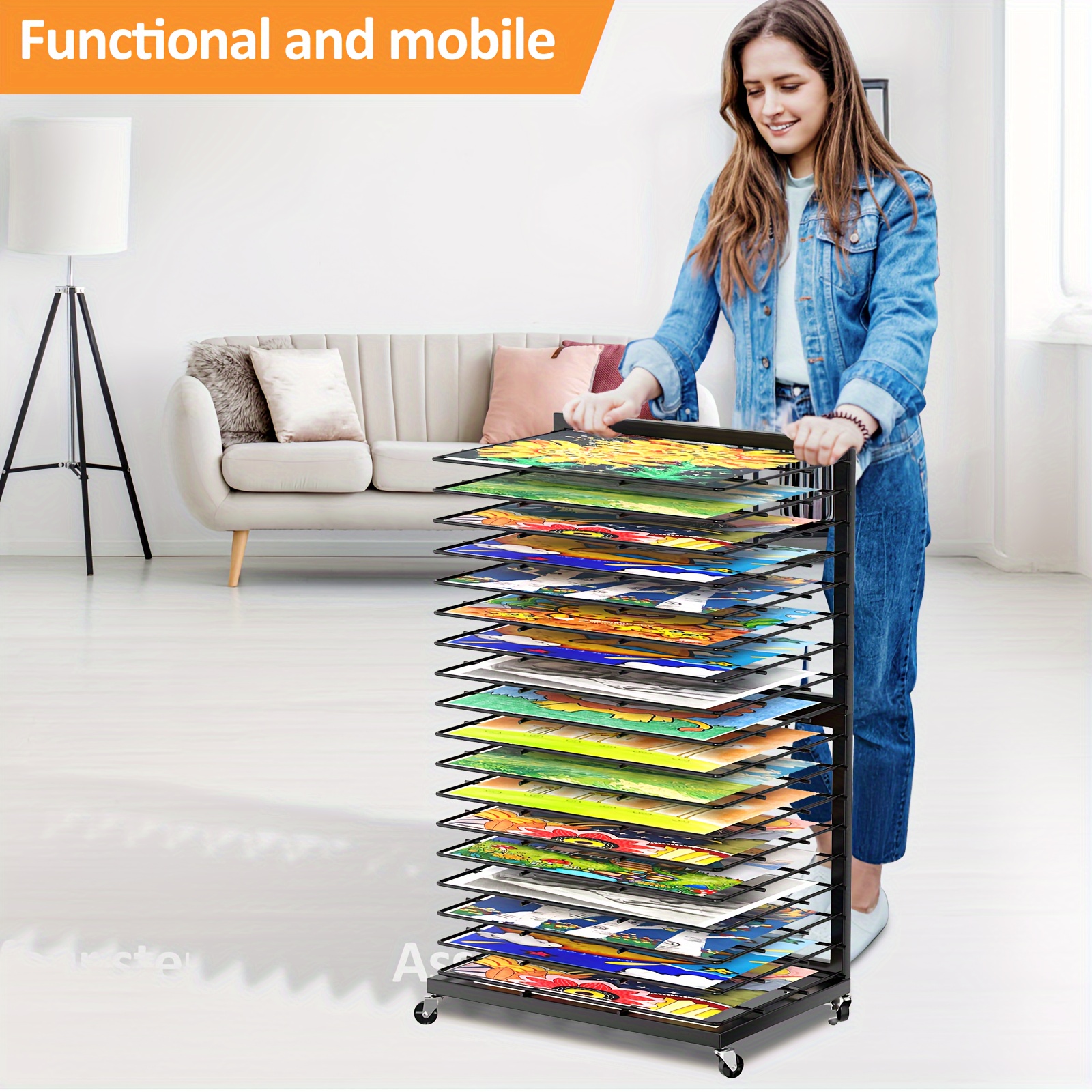 18 shelf metal art drying rack portable storage - Temu