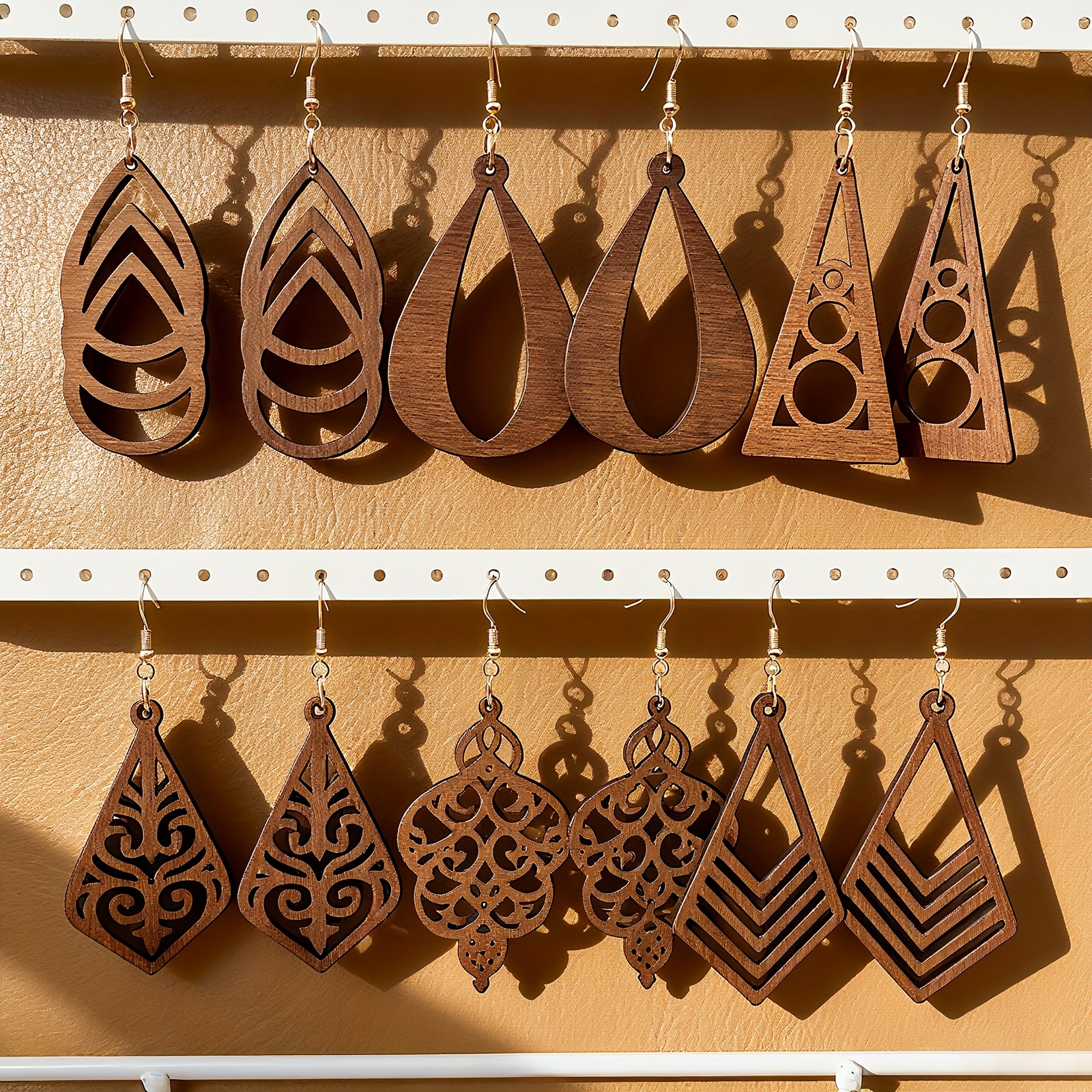 wooden earrings sold on Temu Australia