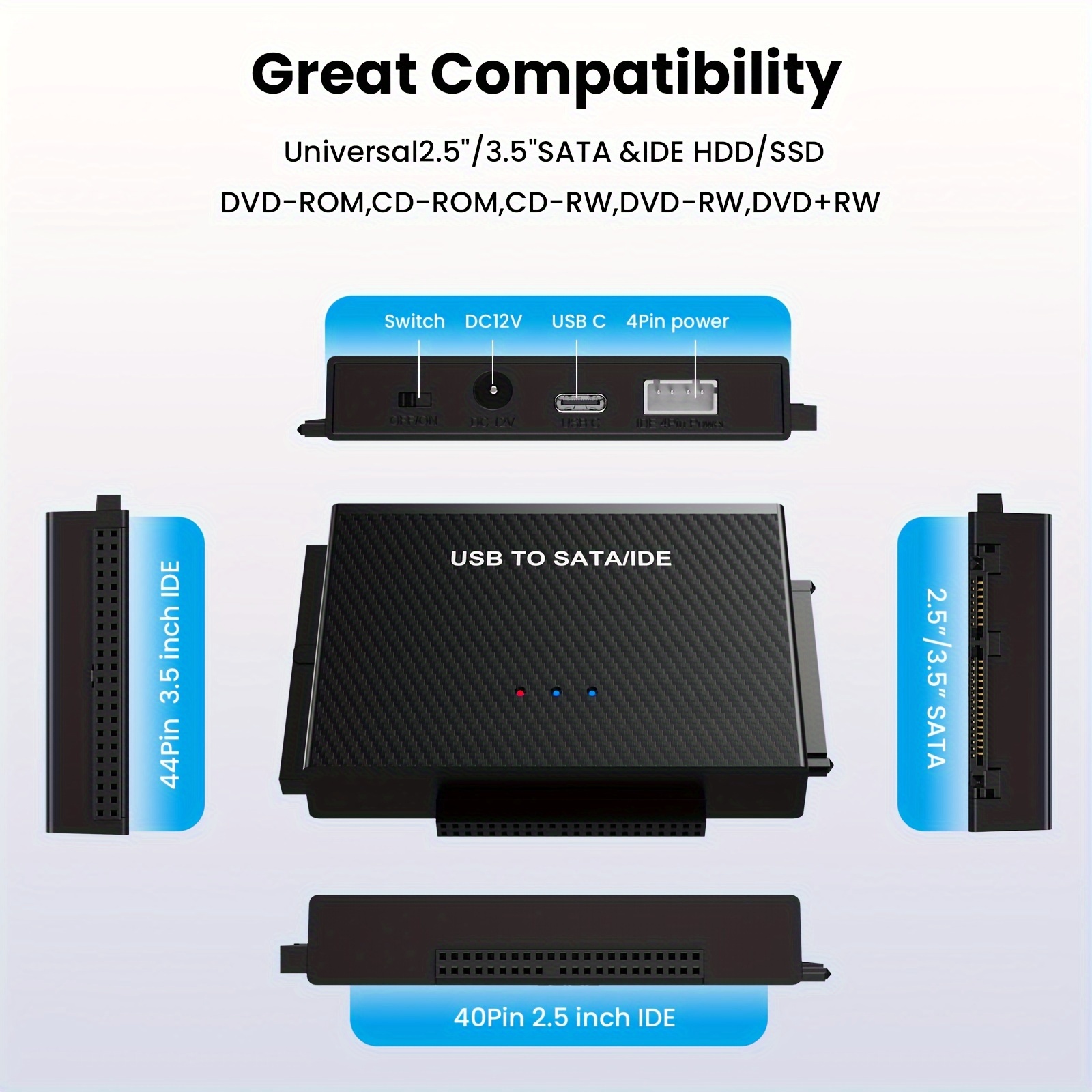 USB 3.0/ USB C から SATA/IDE 2.5/3.5 インチ HDD/SSD アダプター R - Temu Japan