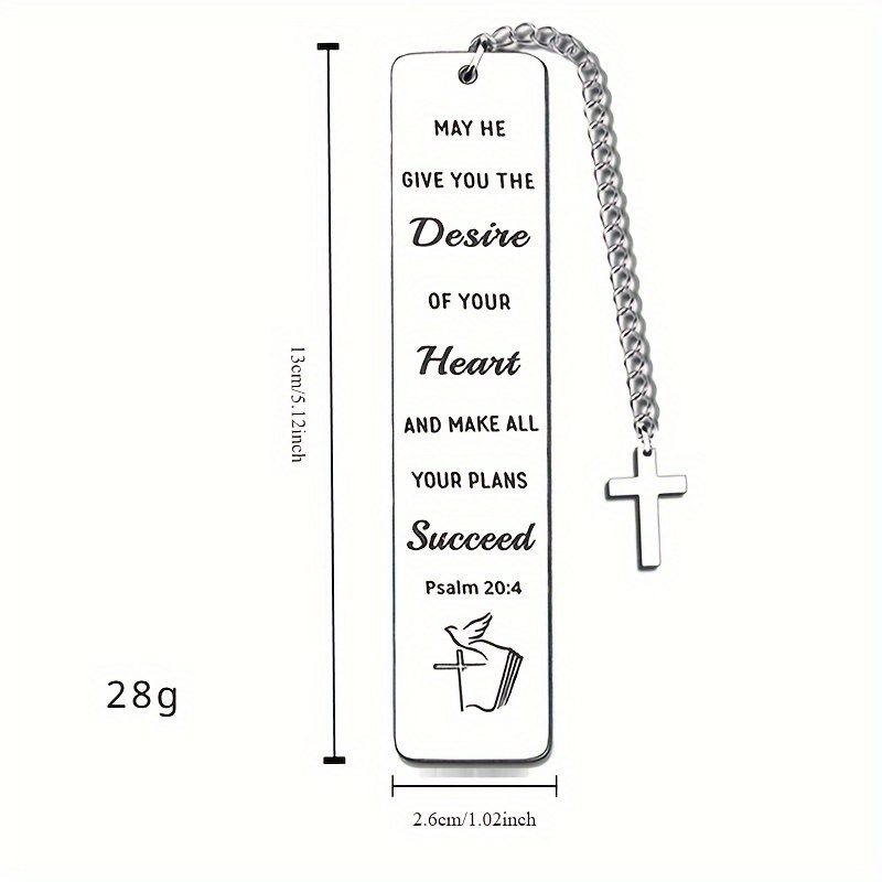 2-pack Inspirational Stainless Steel Bookmarks With Cross Pendant ...