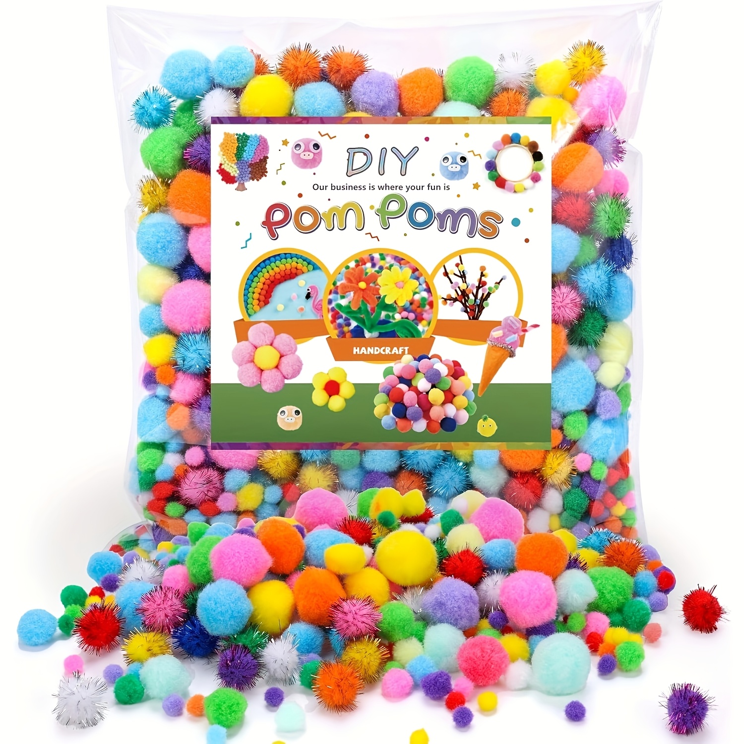 pom poms for crafts sold on Temu United States