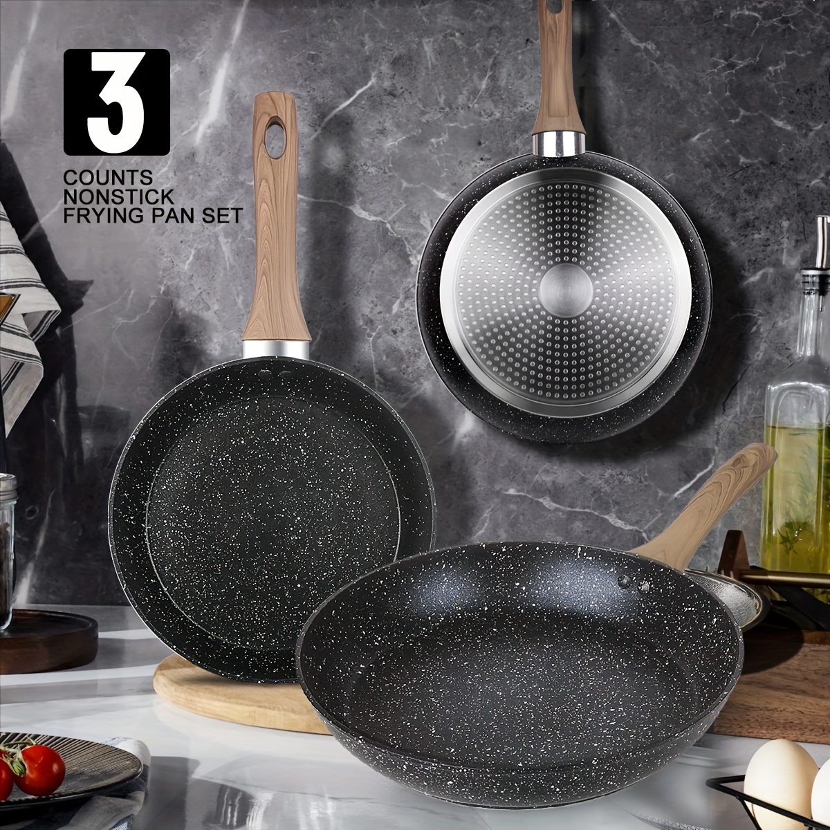 PFOA Free Non Toxic Fry Pans Non Stick Fry Pan Set - 8, 10 & 12 Inch ...