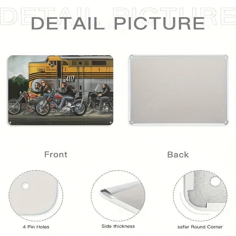 שלט פח ברזל בסגנון וינטג' Ghost Rider אופנוע ורכבת לוח אמנות - Temu