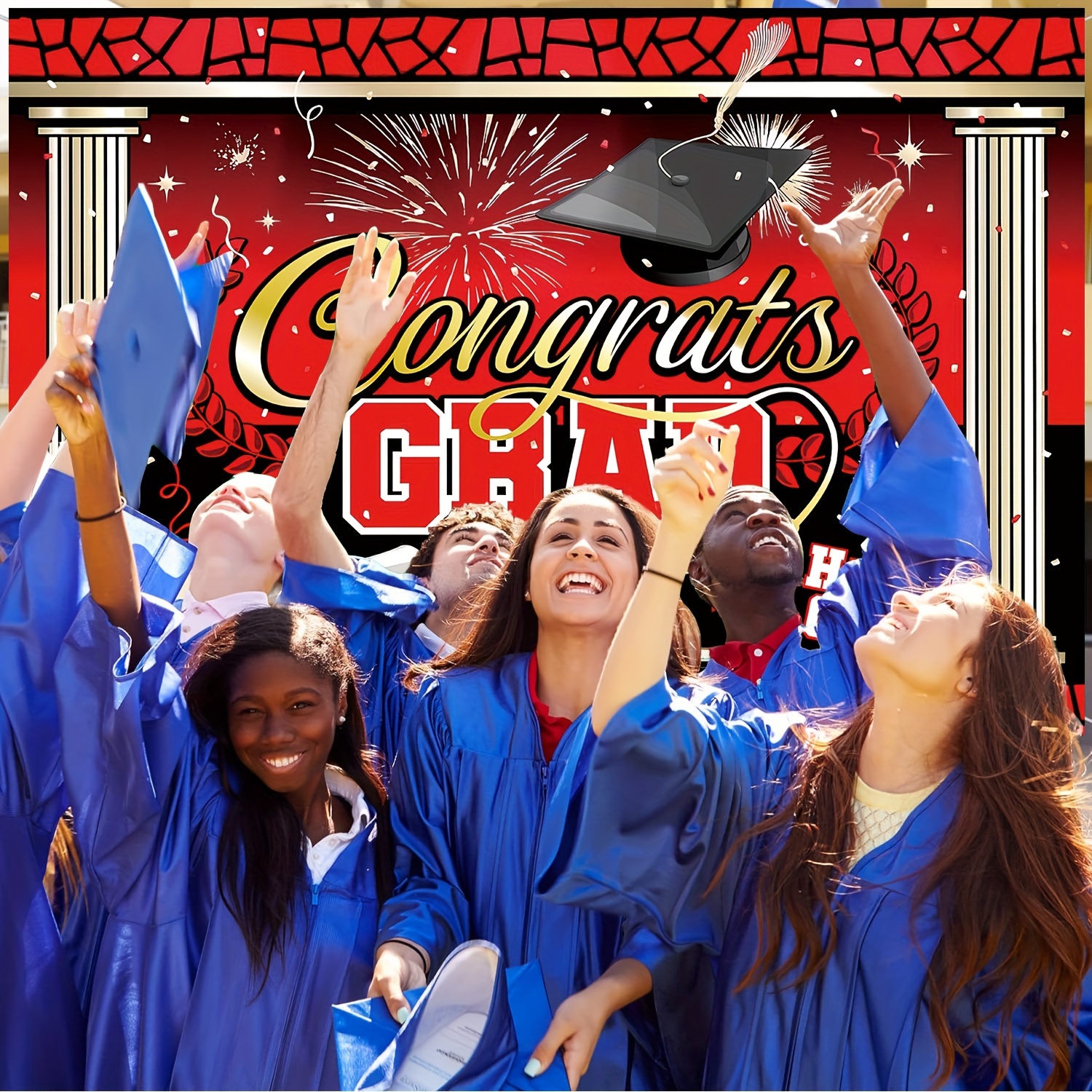 Gift Red Graduation Backdrop Graduation Party Supplies - Temu Philippines