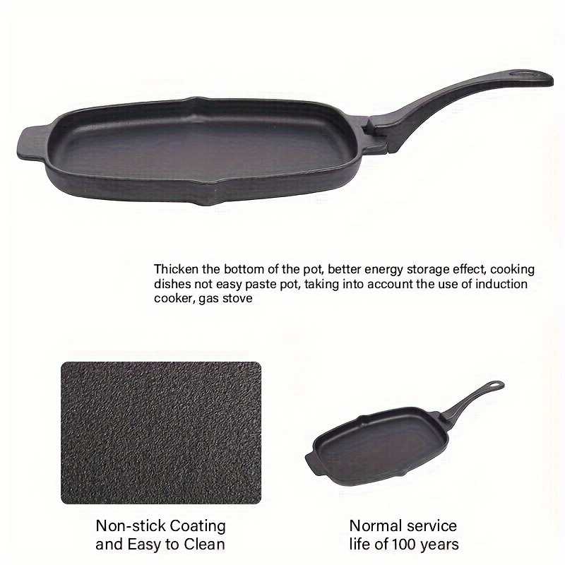 Cast Cast Iron Steak Pan Oak Heat Shield Cast - Temu