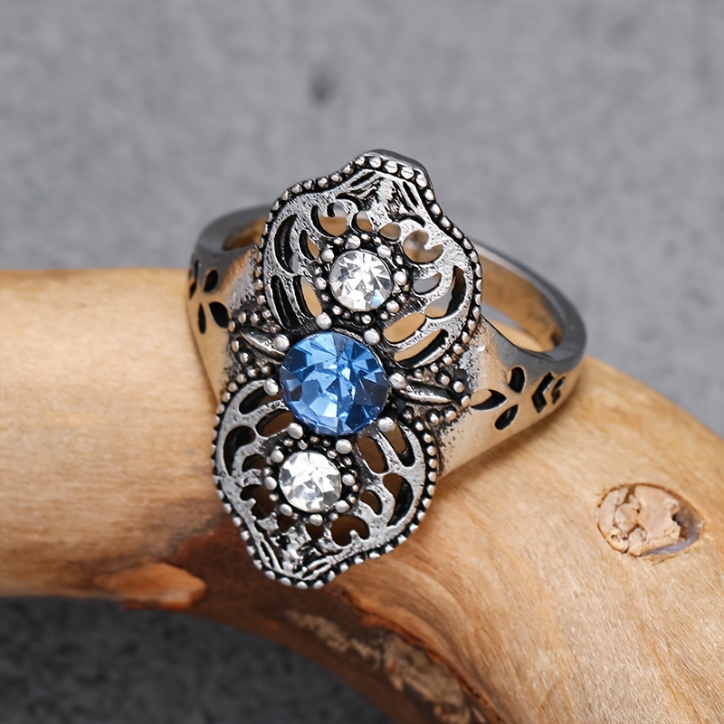 Retro Hollow Irregular Geometric Flower Light Blue Crystal - Temu ...