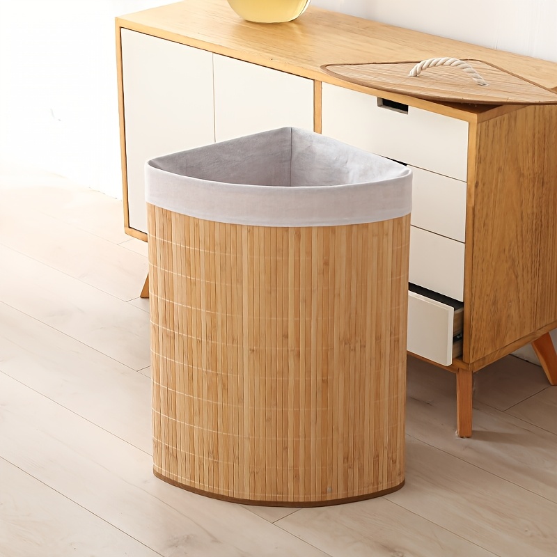 dust proof laundry basket bamboo foldable storage bucket lid - Temu
