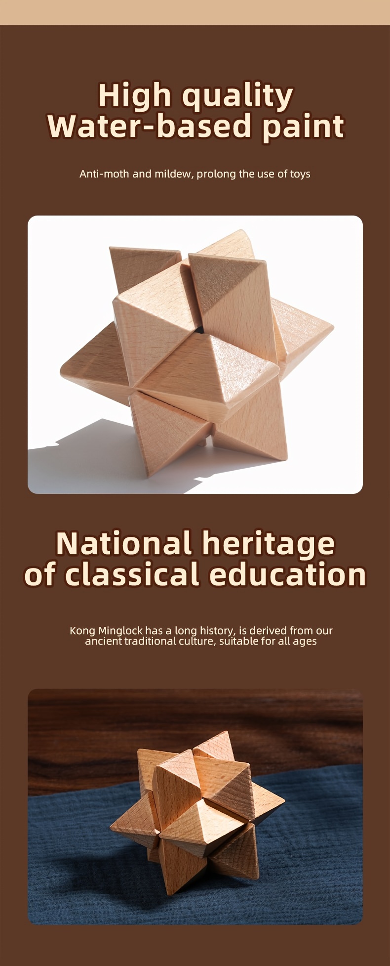 1pc Octagonal Ball Puzzle Toy, Beech Wood Kongming Lock, Wooden Puzzle ...