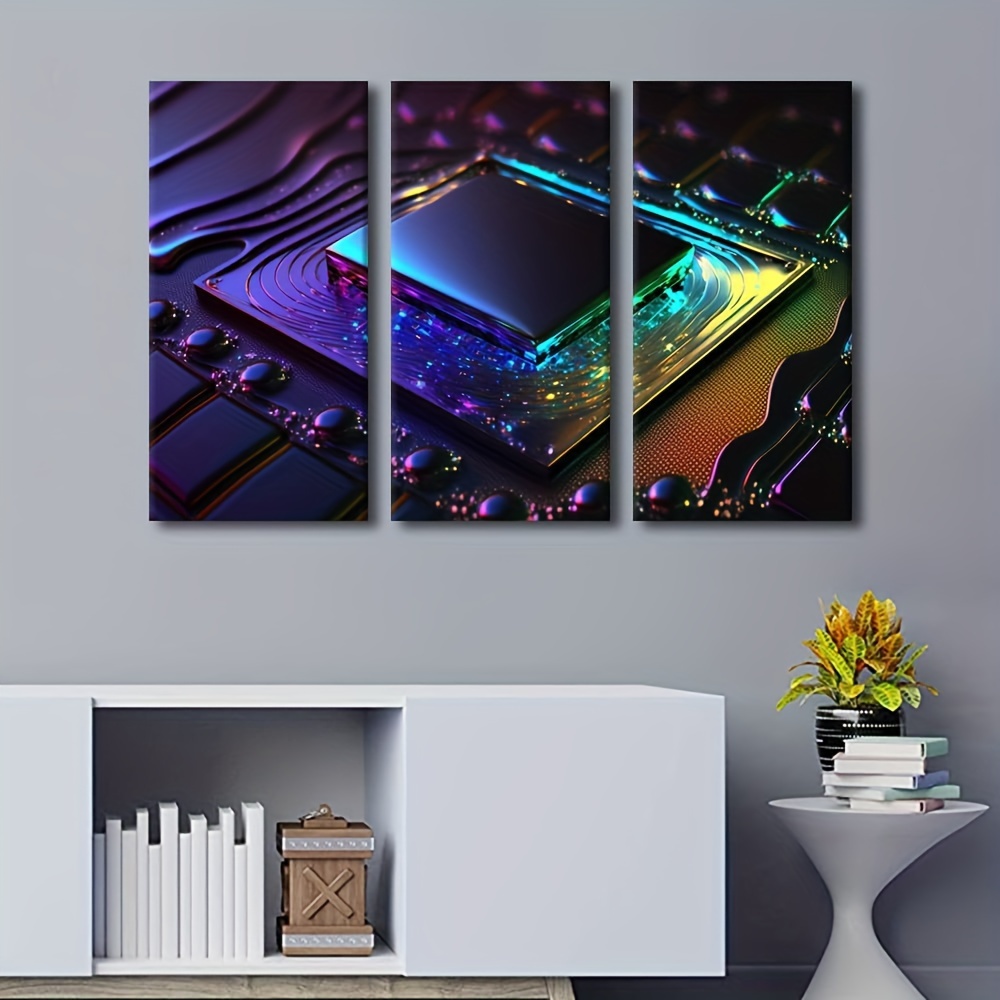 3 panel Ai Wall Art Canvas Prints Computer Processor Poster - Temu