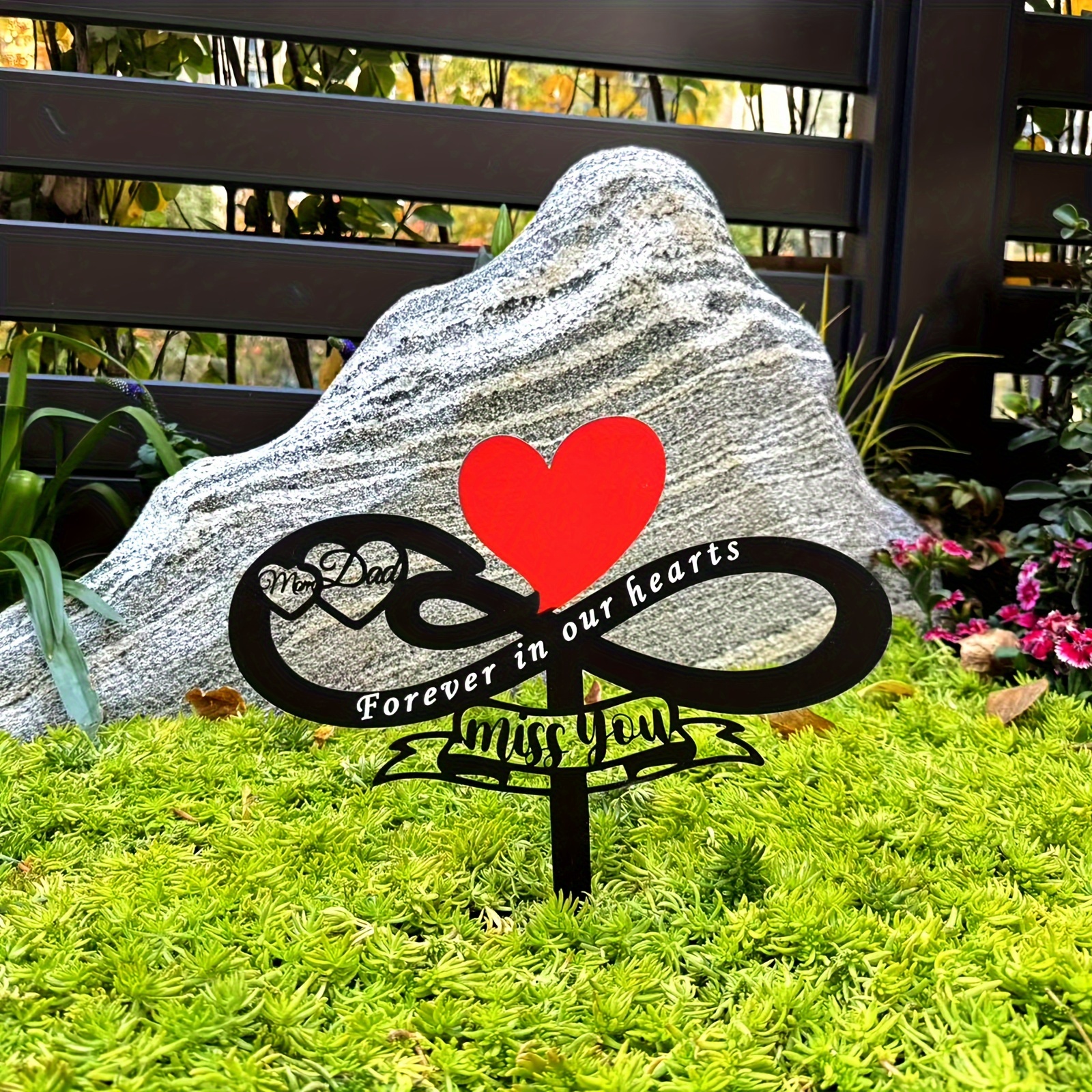 Memorial Plaque Stake Love Heart Metal Garden Stake Cemetery - Temu ...