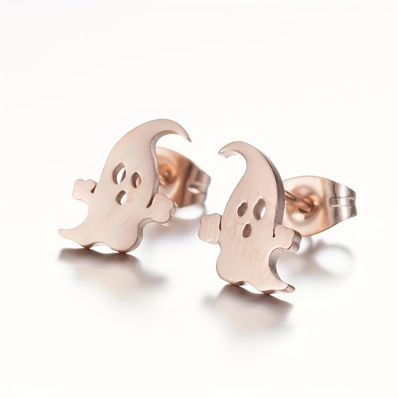 Stainless Steel Earrings Cartoon Gothic Monster Ghost - Temu United Kingdom