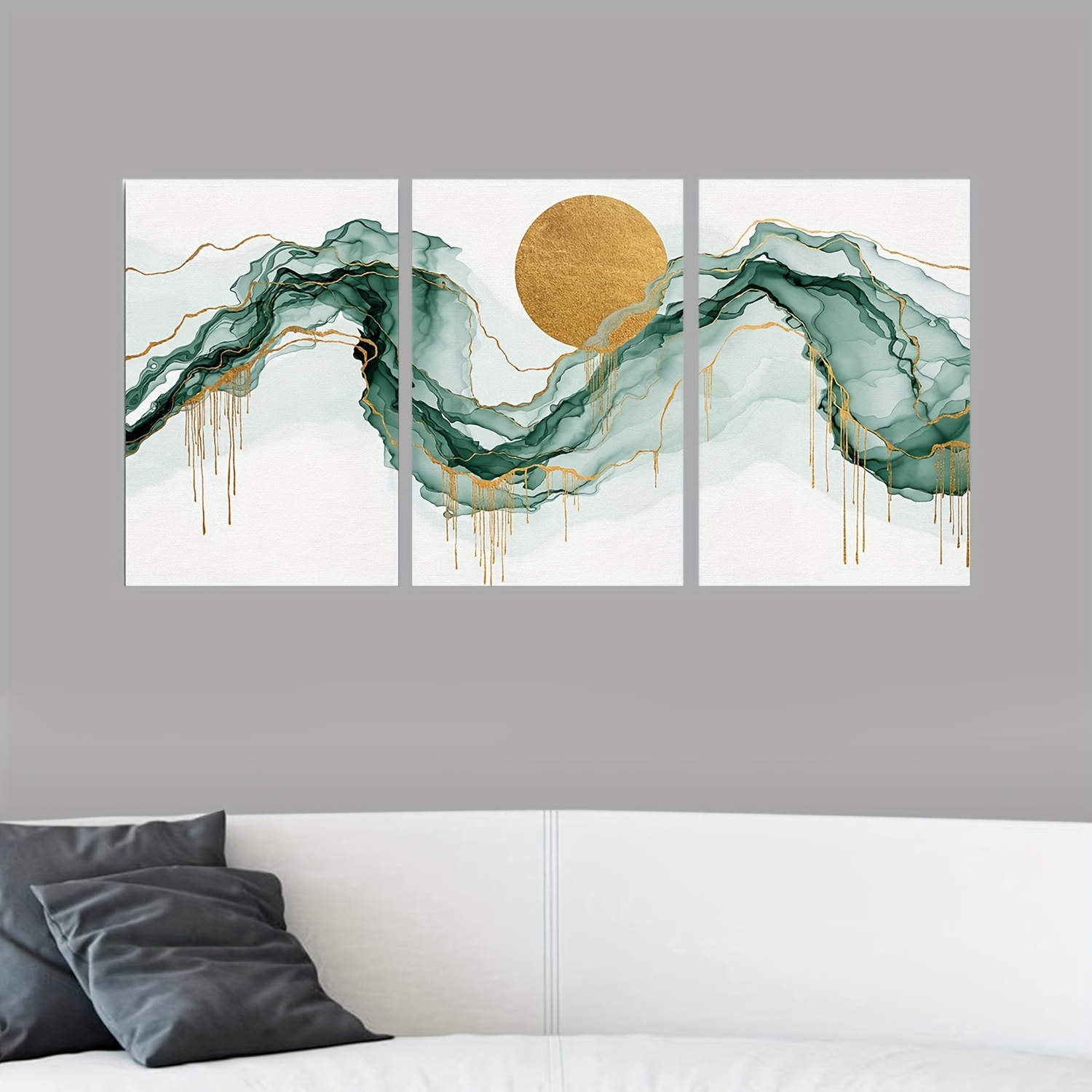 Canvas Print Wall Art Set Golden Sunshine Sun Green Pastel - Temu Canada