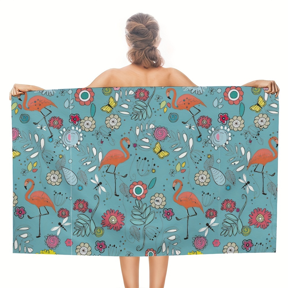 Flamingo Pattern Beach Towel Quick Drying Beach Towel - Temu New Zealand