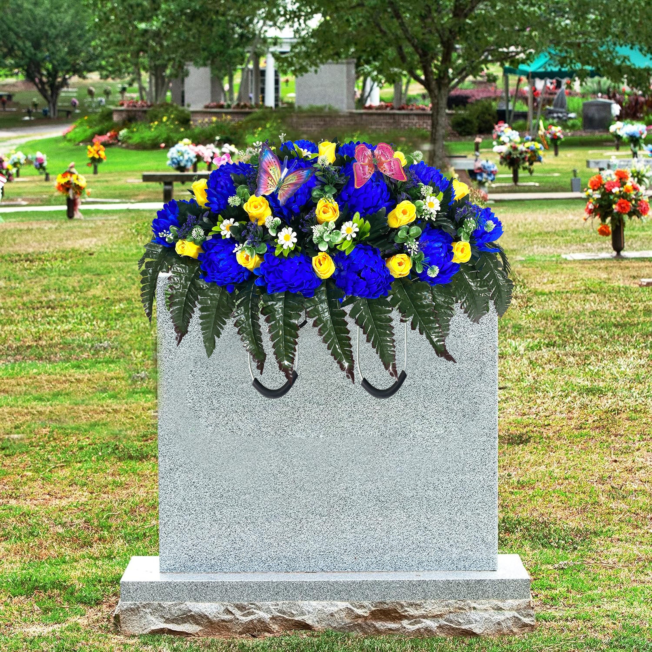 1pc Lifelike Chrysanthemum Grave Marker Durable Vivid Fabric Flower For ...