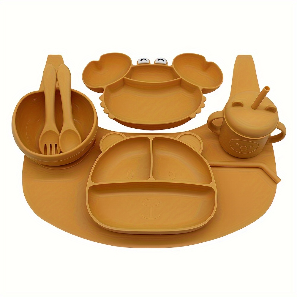 Baby Silicone Set: Toddler Mealtime Plates Bowls Utensils - Temu