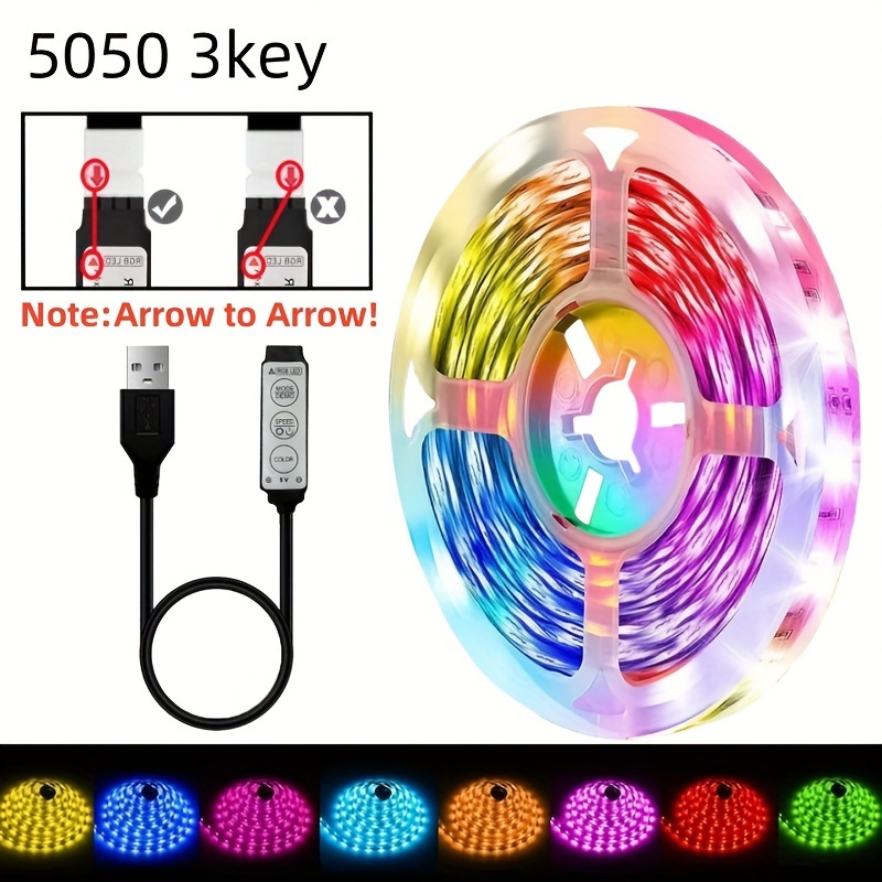 Rgb Flexible Color Led Decorative Strip Lights 44 Key Remote - Temu ...