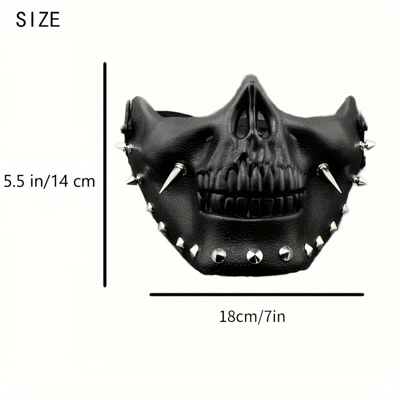 Biker Mask Unisex Half Face - Red & Black Punk Rock Cosplay Mask For ...