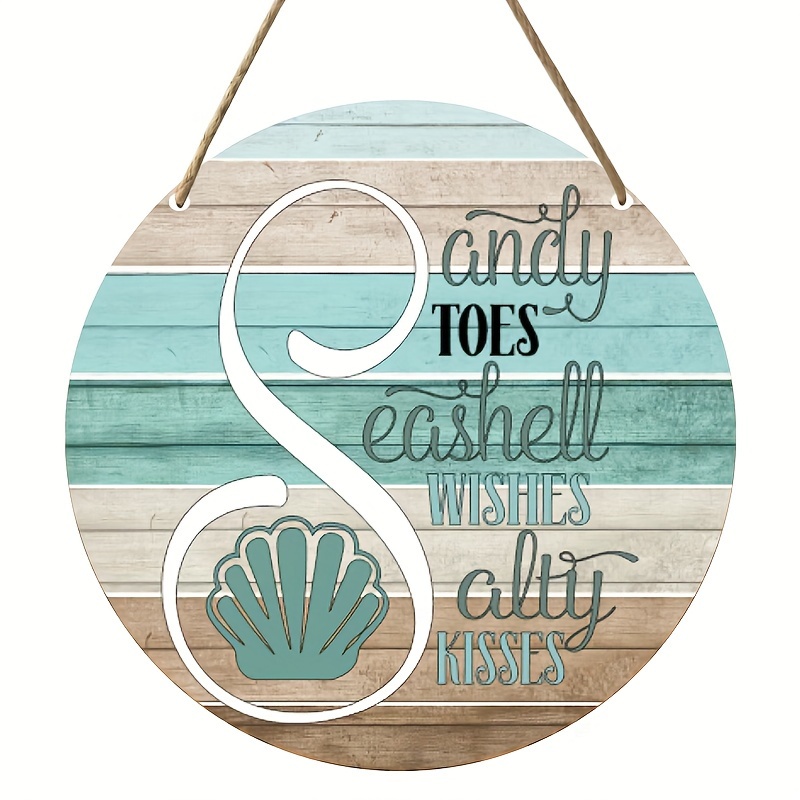 Coastal Round Wooden Hanging Sign Summer Beach Signs Wooden - Temu ...