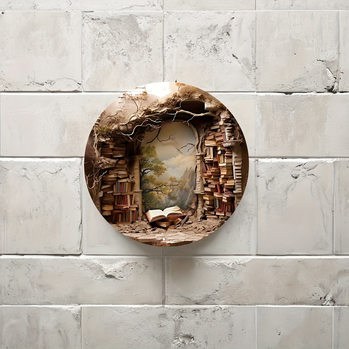 Vintage inspired 'library' Round Metal Wall Sign Aluminum - Temu