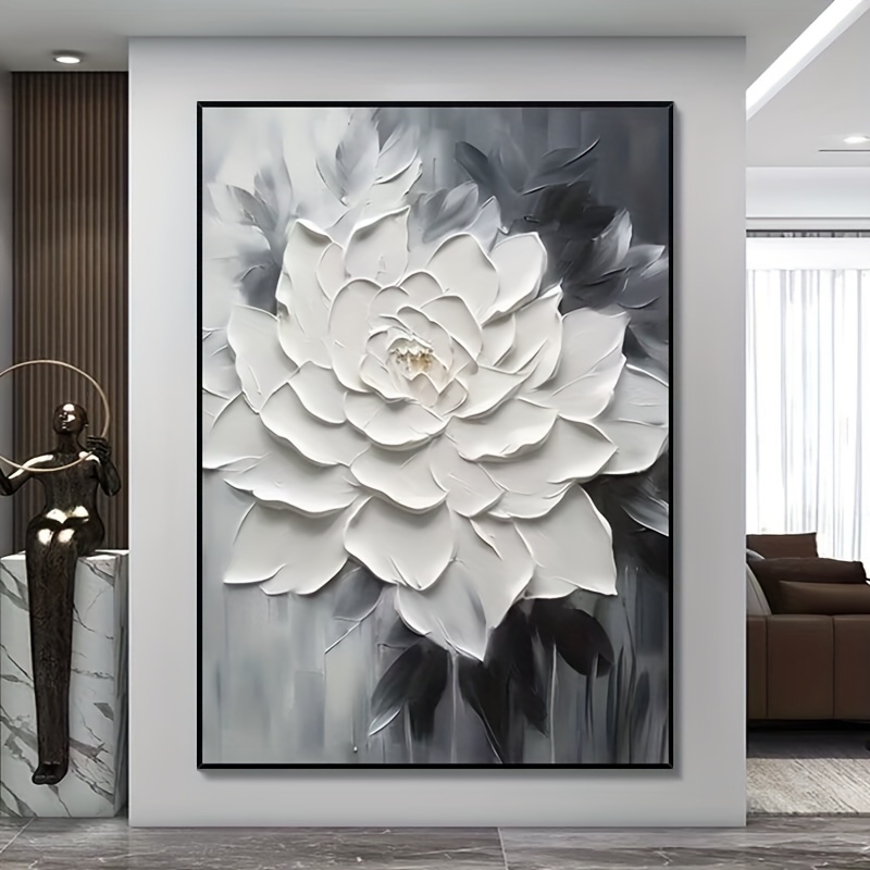 Sophisticated 3d White Lotus Wall Art: Modern Abstract - Temu