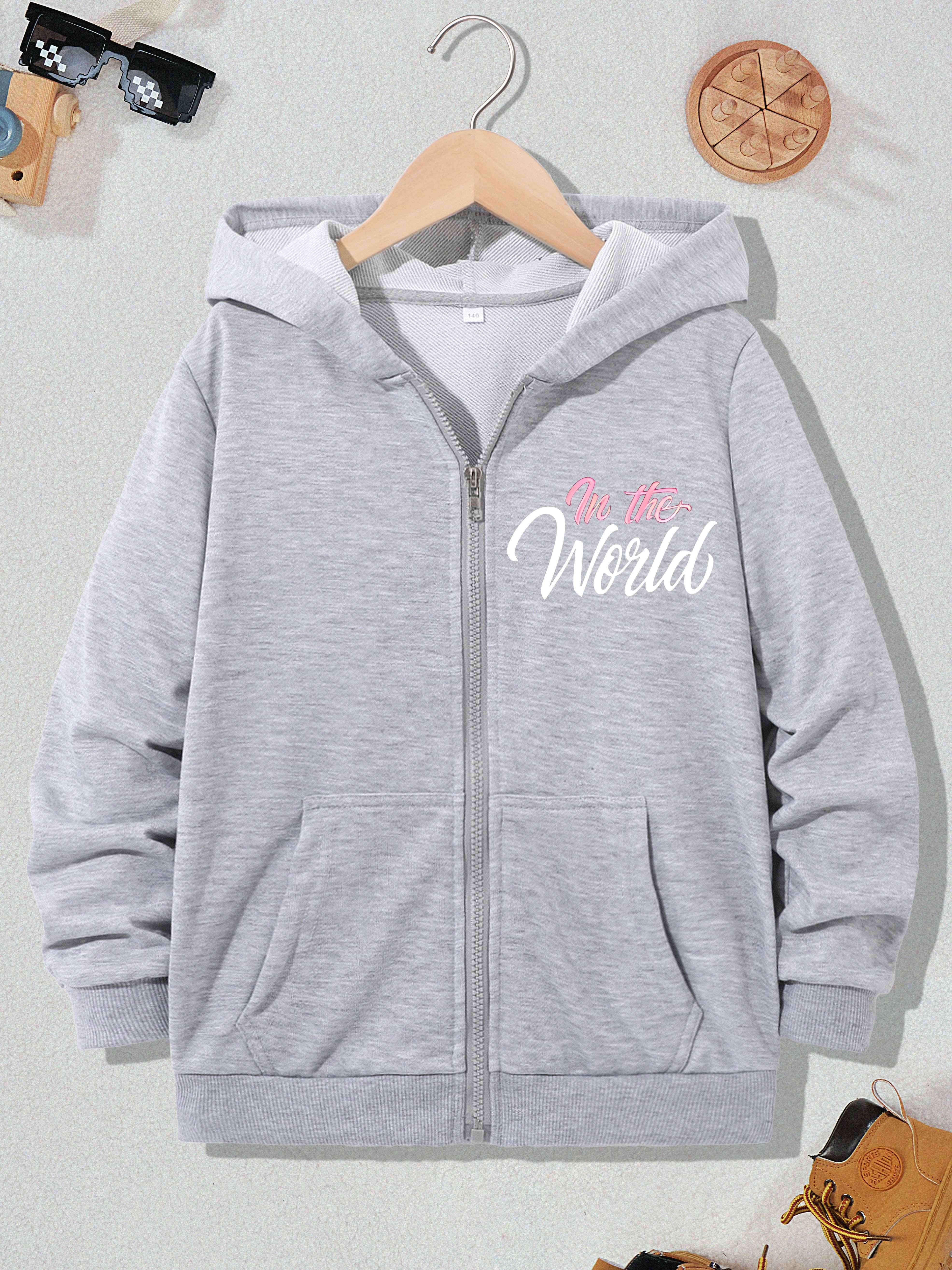 Girl s Fashion Hoodie Jacket in World Letter Print Comfy - Temu Australia